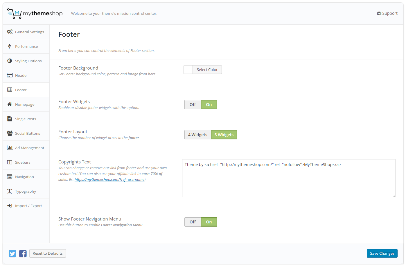 Footer Settings – Federal PM Network